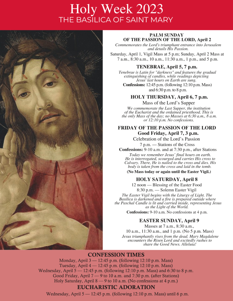 2023 Holy Week Schedule at the Basilica - The Basilica of Saint Mary