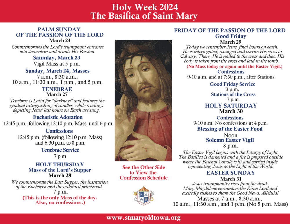 2024 Holy Week Schedule - The Basilica of Saint Mary