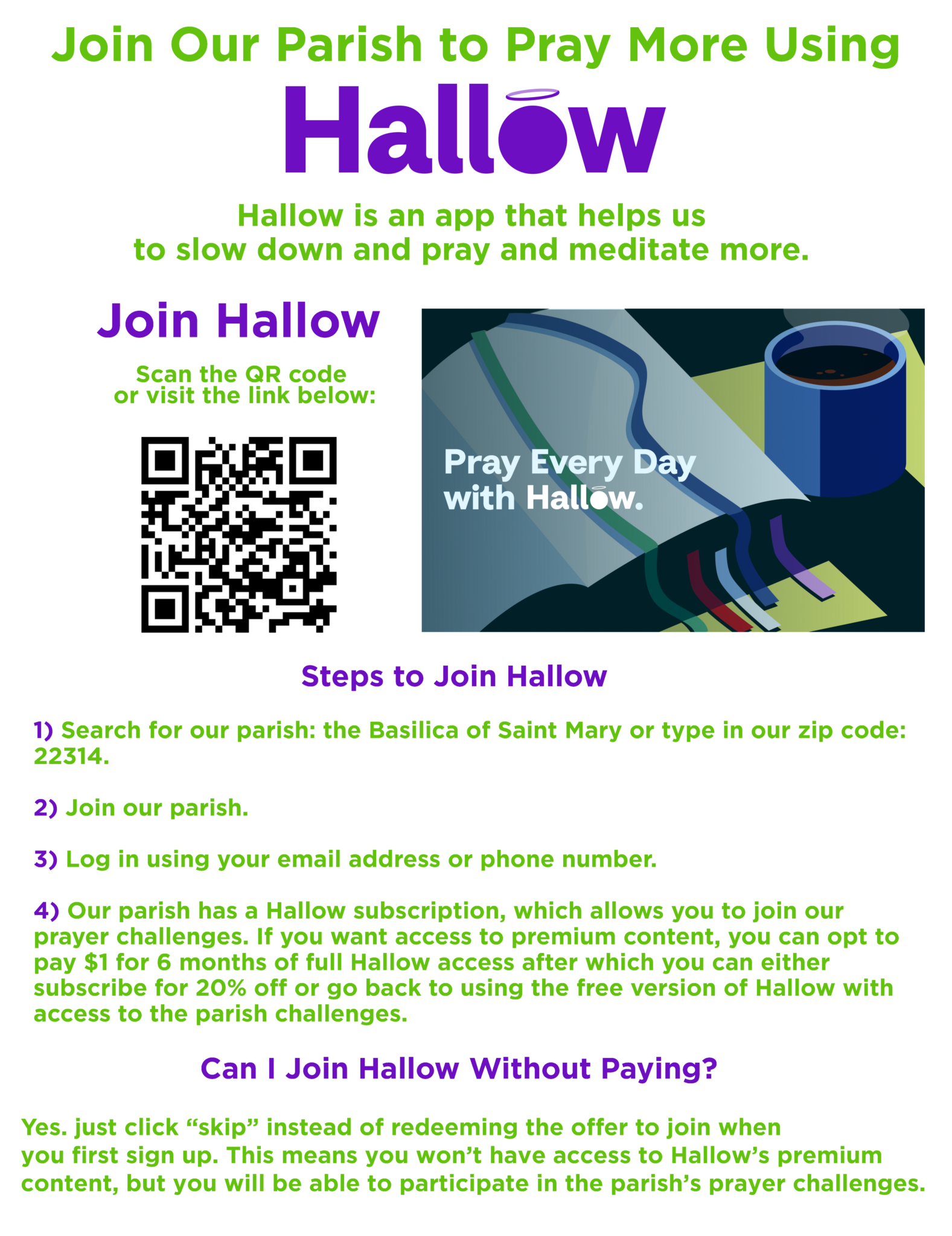All Parishioners Invited to Join Our Parish Page on the Hallow App to ...