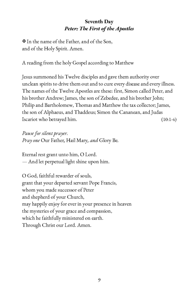 Novena in Memory of Pope Francis - The Basilica of Saint Mary