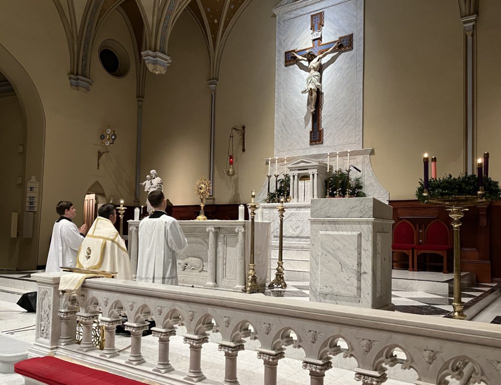 Basilica Parishioners Pray during Solemn Sung Vespers during the Vigil ...
